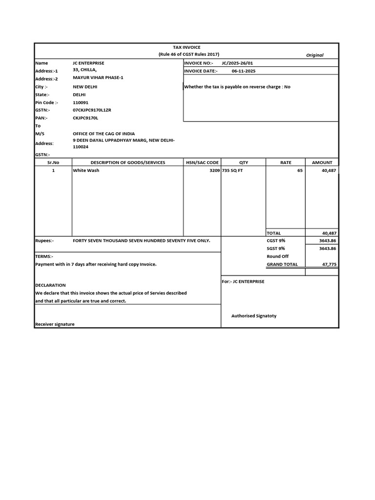 JC 03 Invoice | PDF