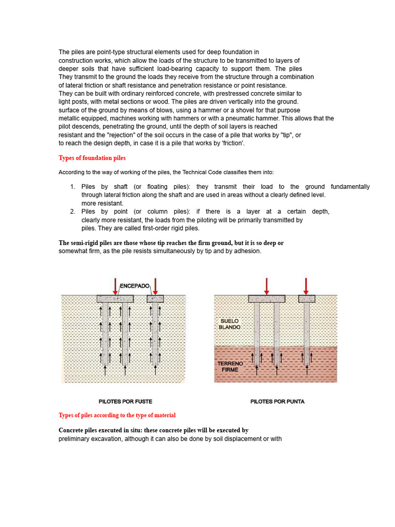 Types and Functions of Foundation Piles | PDF | Foundation (Engineering ...
