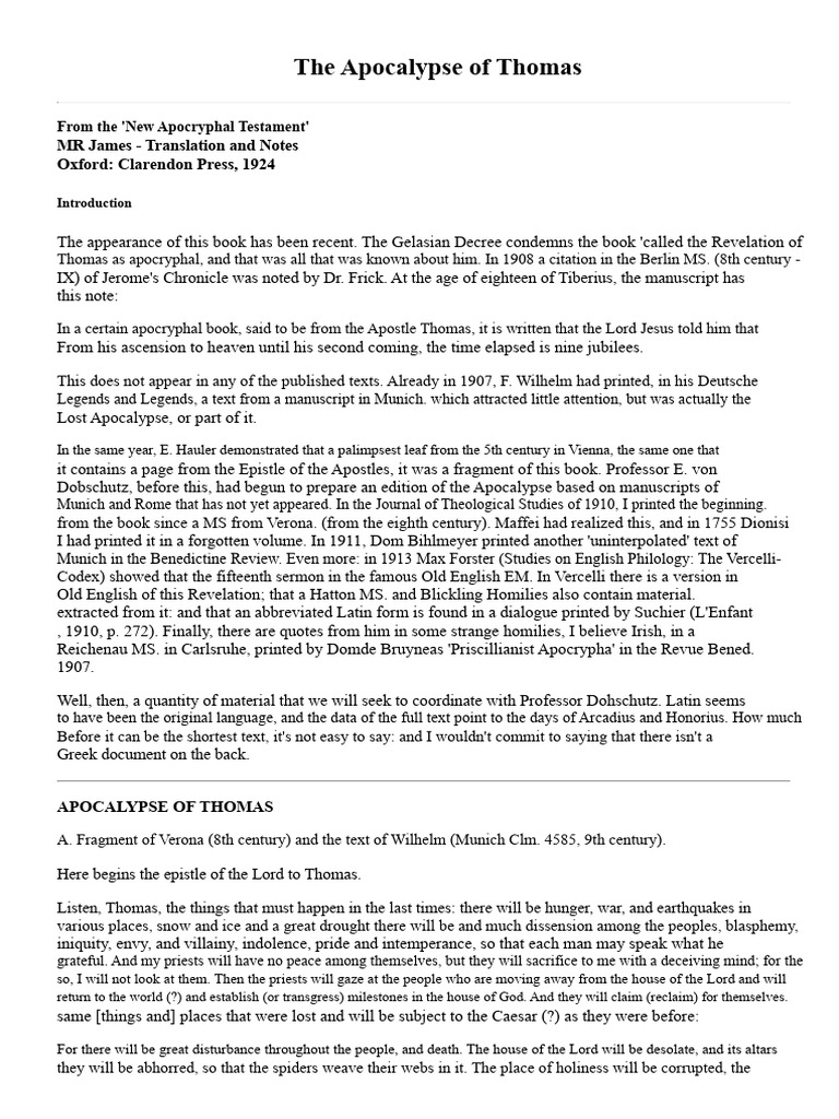 Apocalypse of Thomas | PDF | Apocrypha | Religious Belief And Doctrine