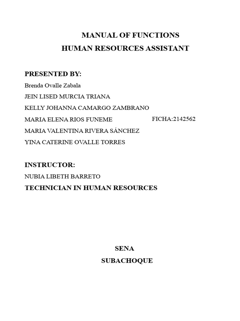 Human Resources Assistant Job Manual | PDF | Recruitment | Human Resources