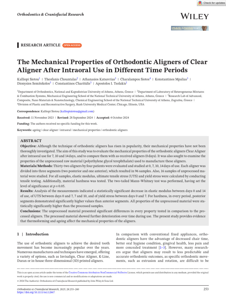 Orthod Craniofacial Res - 2024 - Siotou - The Mechanical Properties of ...
