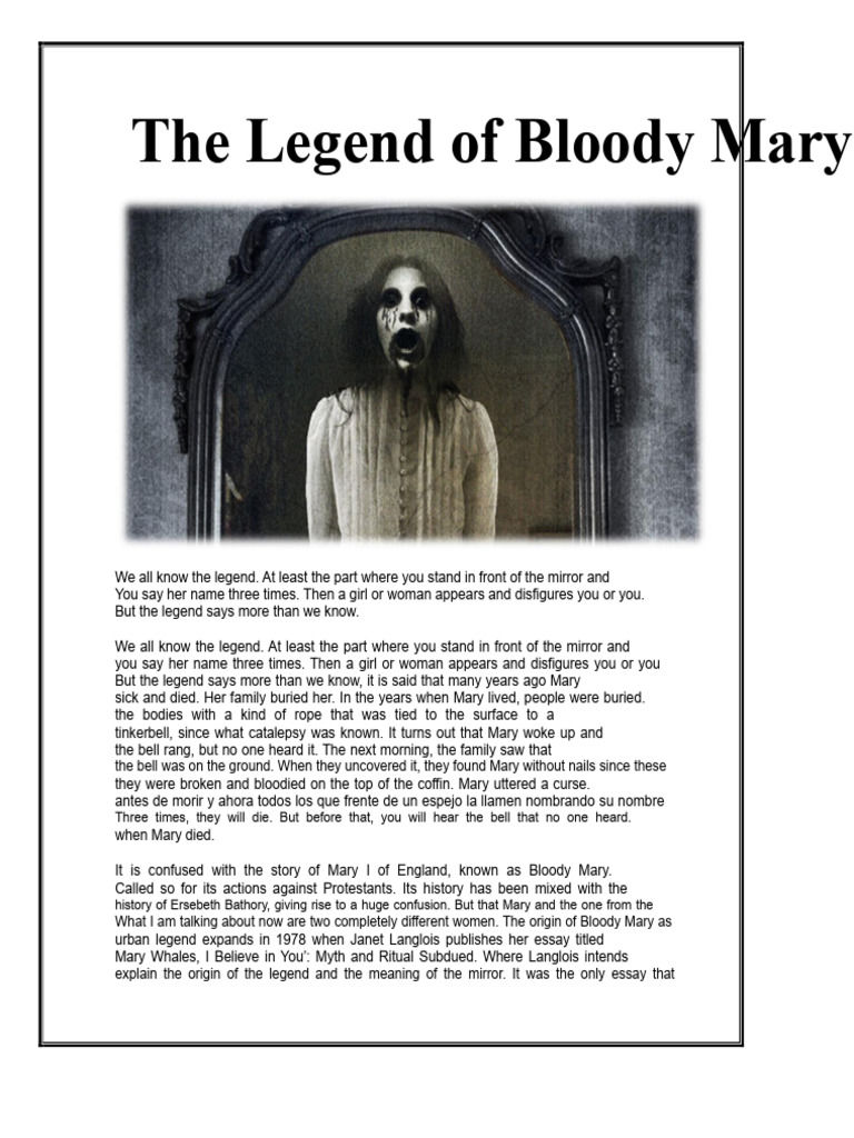 The Truth Behind Bloody Mary Legend | PDF | Folklore | Mythology