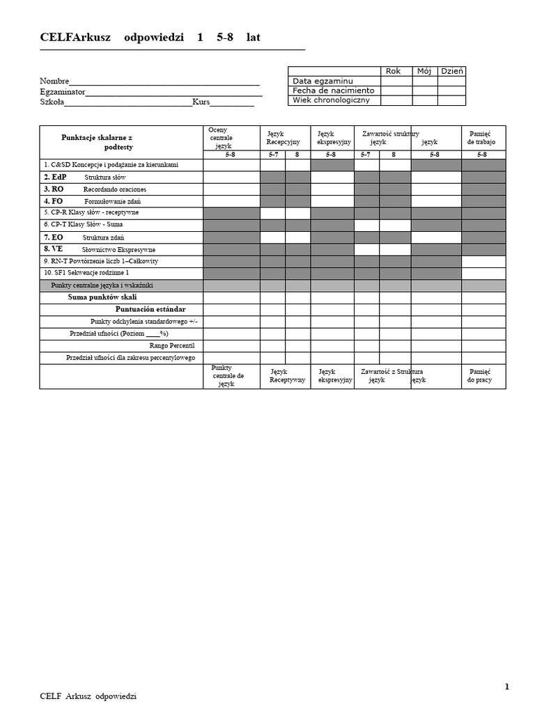 CELF 5-8 Lat | PDF