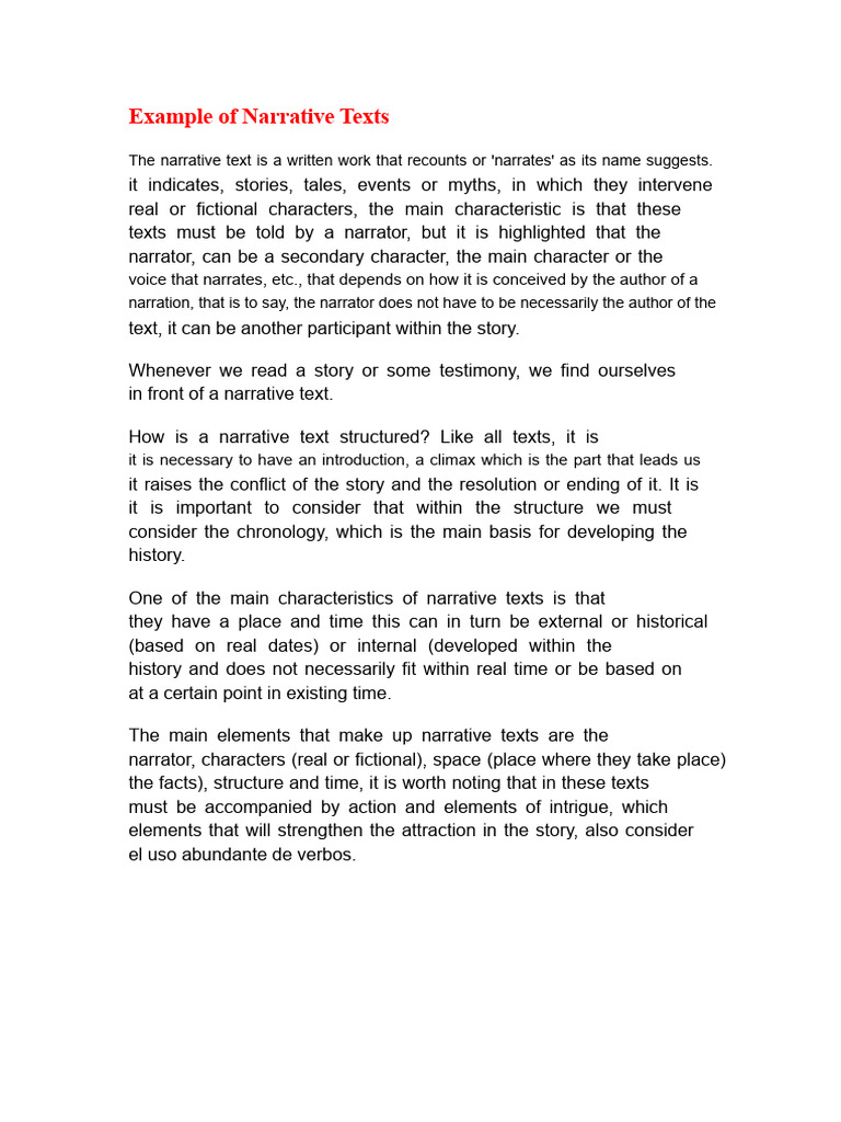 Example of Narrative Texts | PDF | Narrative | Narration