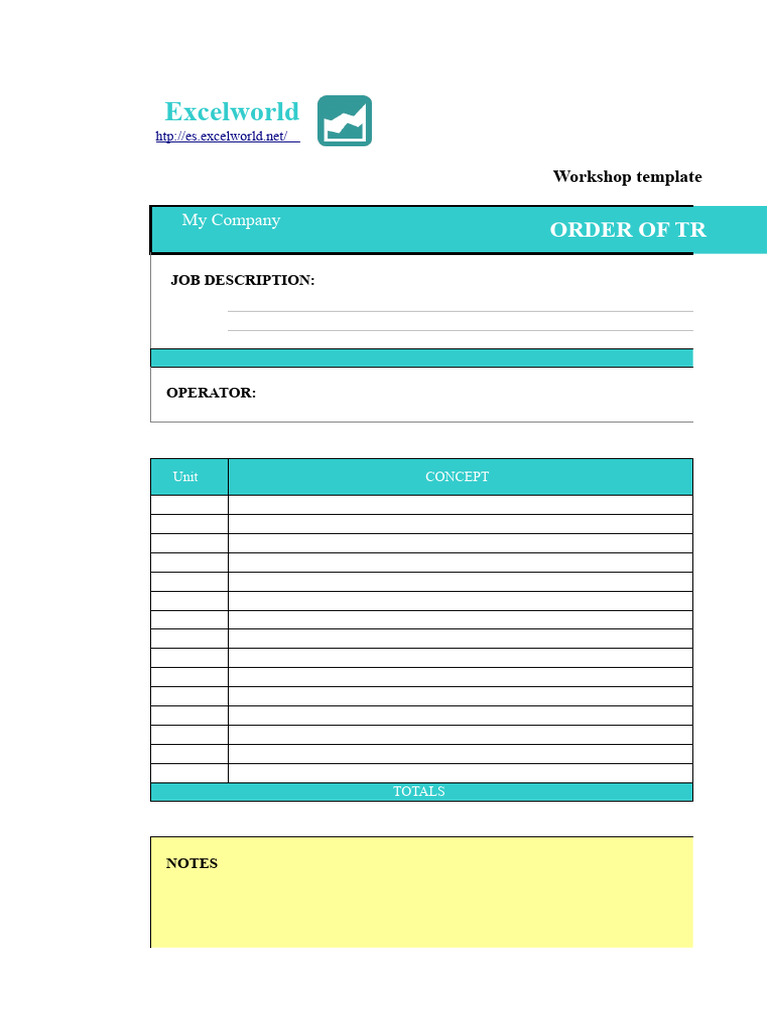 Workshop Order Template for Mechanics | PDF