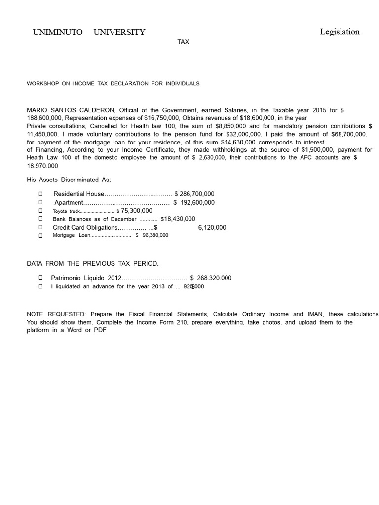 Income Tax Declaration Workshop Guide | PDF | Expense | Taxes