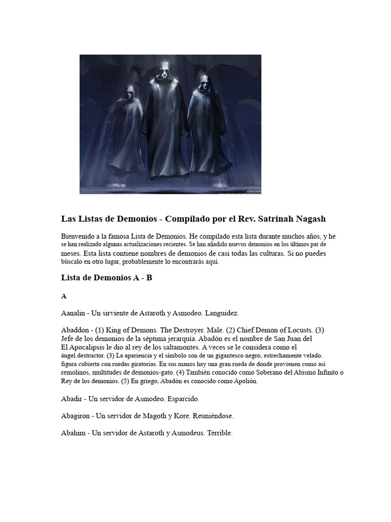 La Lista de Demonios | PDF | Demonios | Creencia religiosa y doctrina