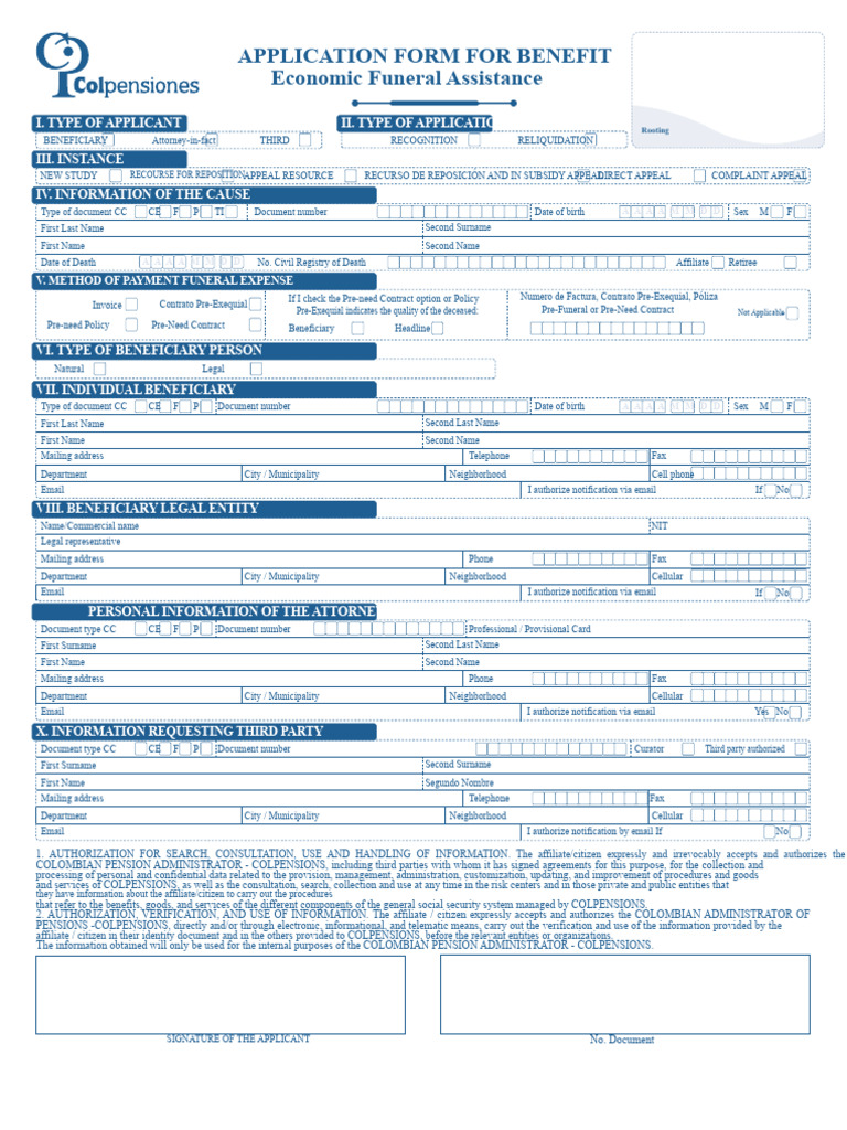 Economic Benefit Application Form For Funeral Assistance | PDF ...