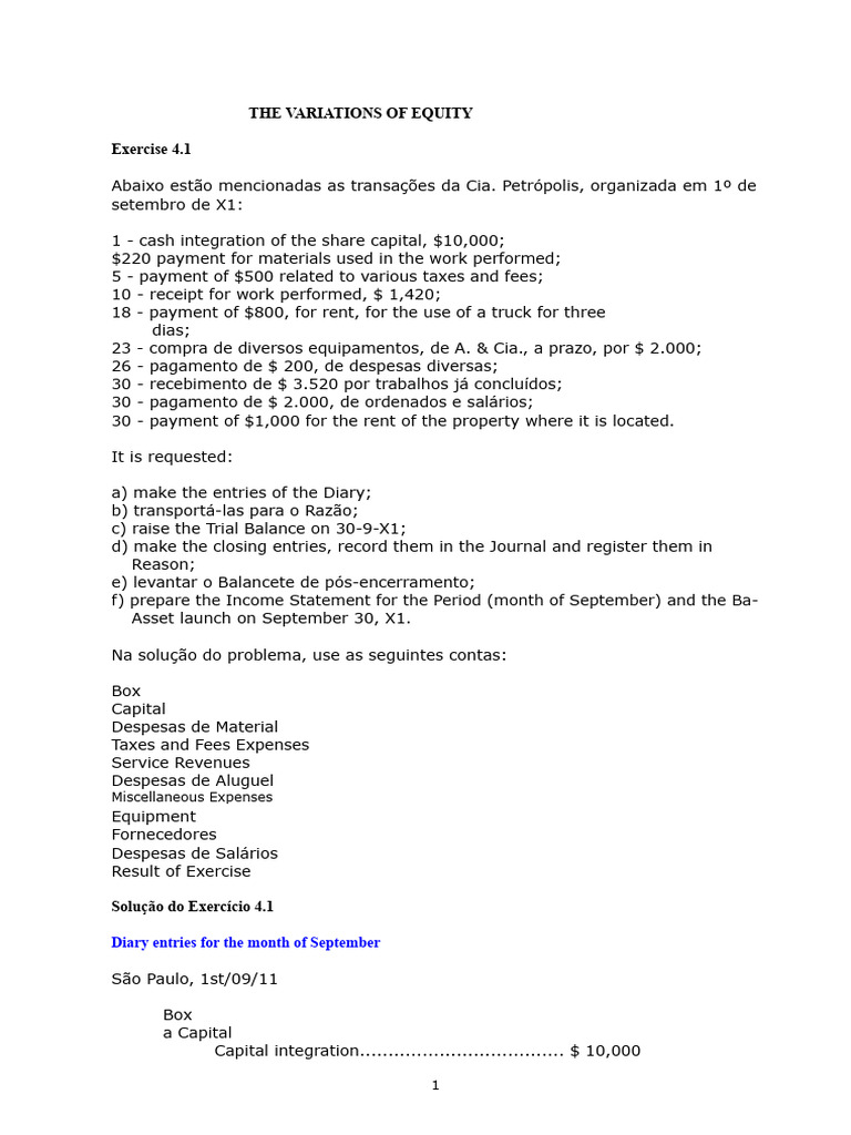 Exercises Chapter 4 Solved Different From The Book | PDF | Expense | Retained Earnings