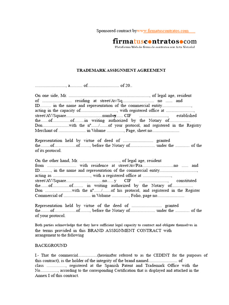 Trademark Assignment Agreement | PDF | Assignment (Law) | Civil Law (Common Law)