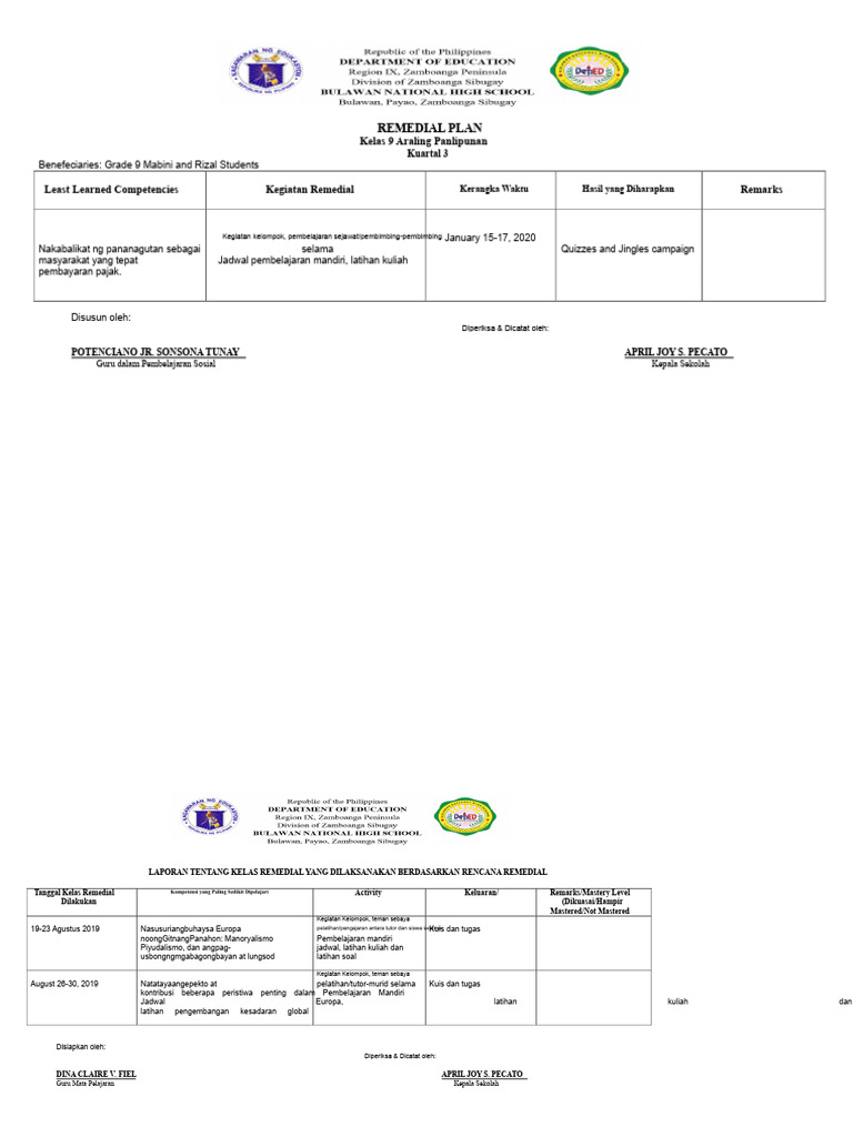 REMEDIAL PLAN.docx | PDF