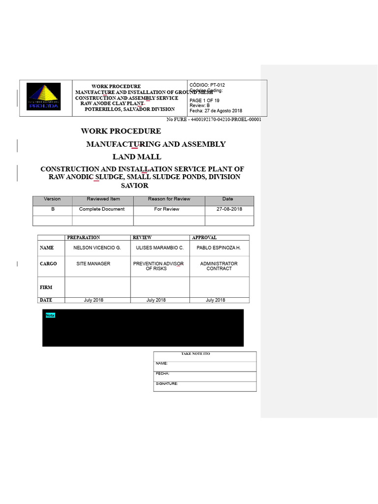 Procedure for Manufacturing and Assembling Grounding Mesh | PDF ...