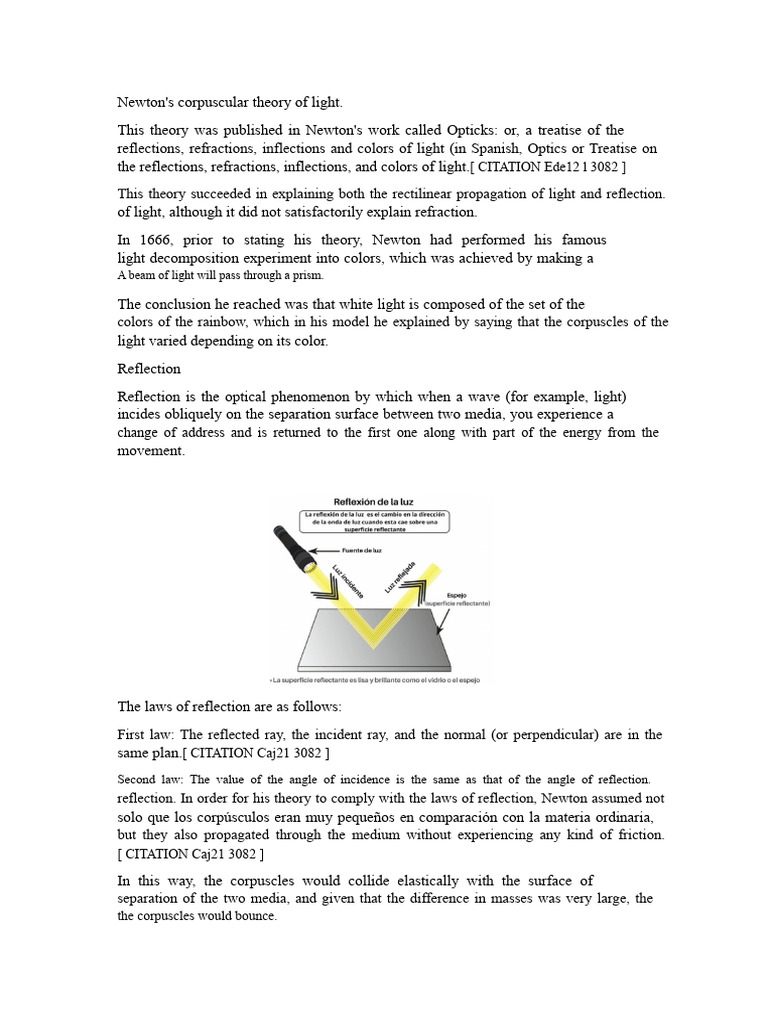 Newton's Particle Theory of Light | PDF | Light | Waves