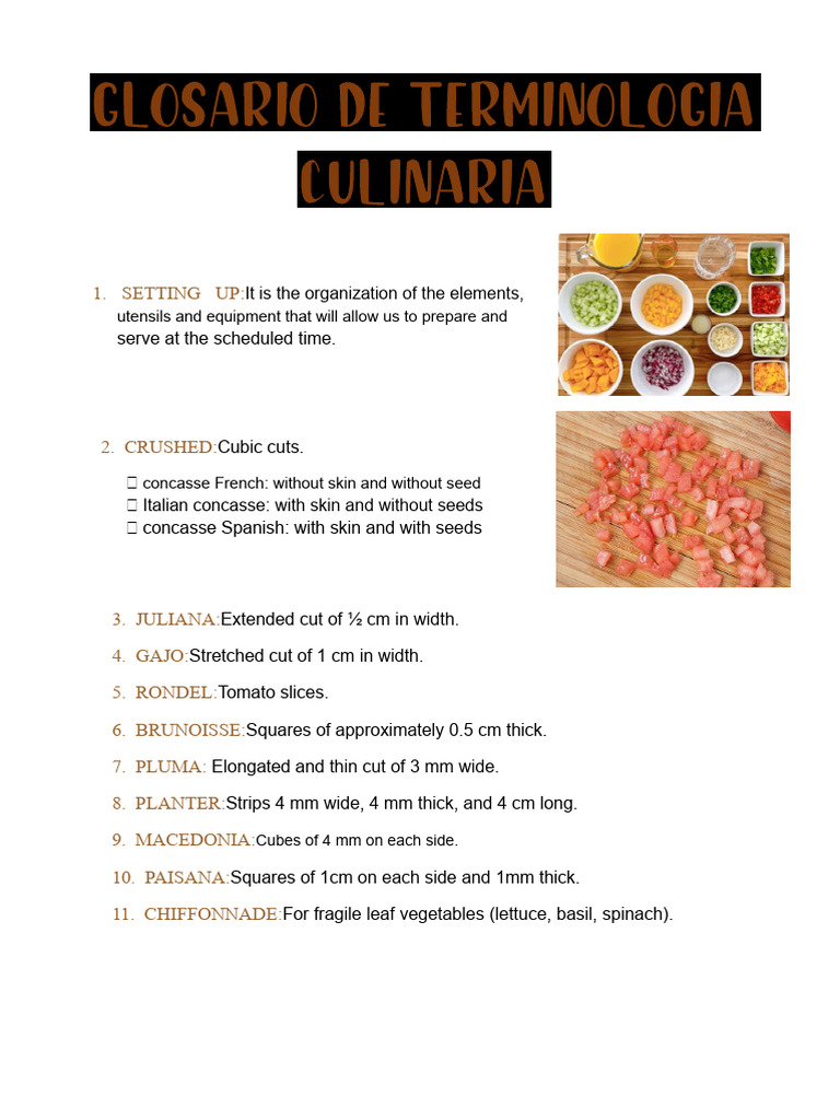 Glossary of Culinary Terminology | PDF | Cooking | Foods