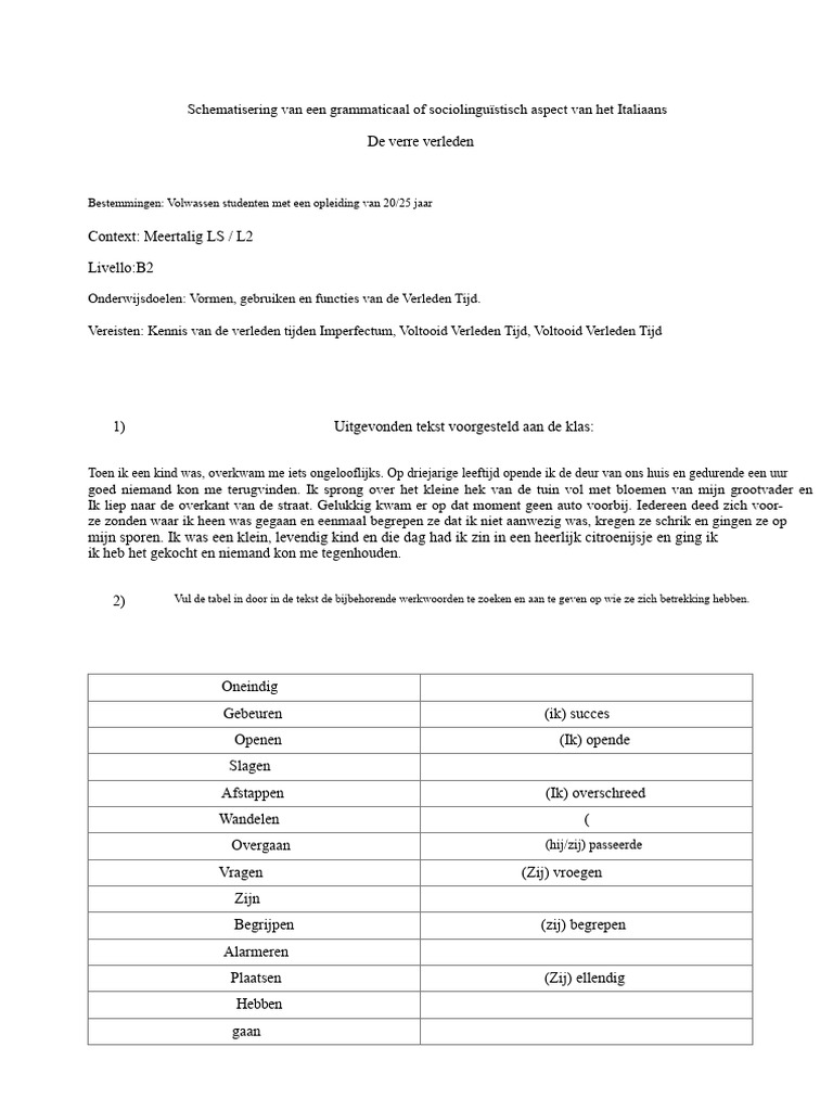 Schema Verleden Tijd Examen | PDF