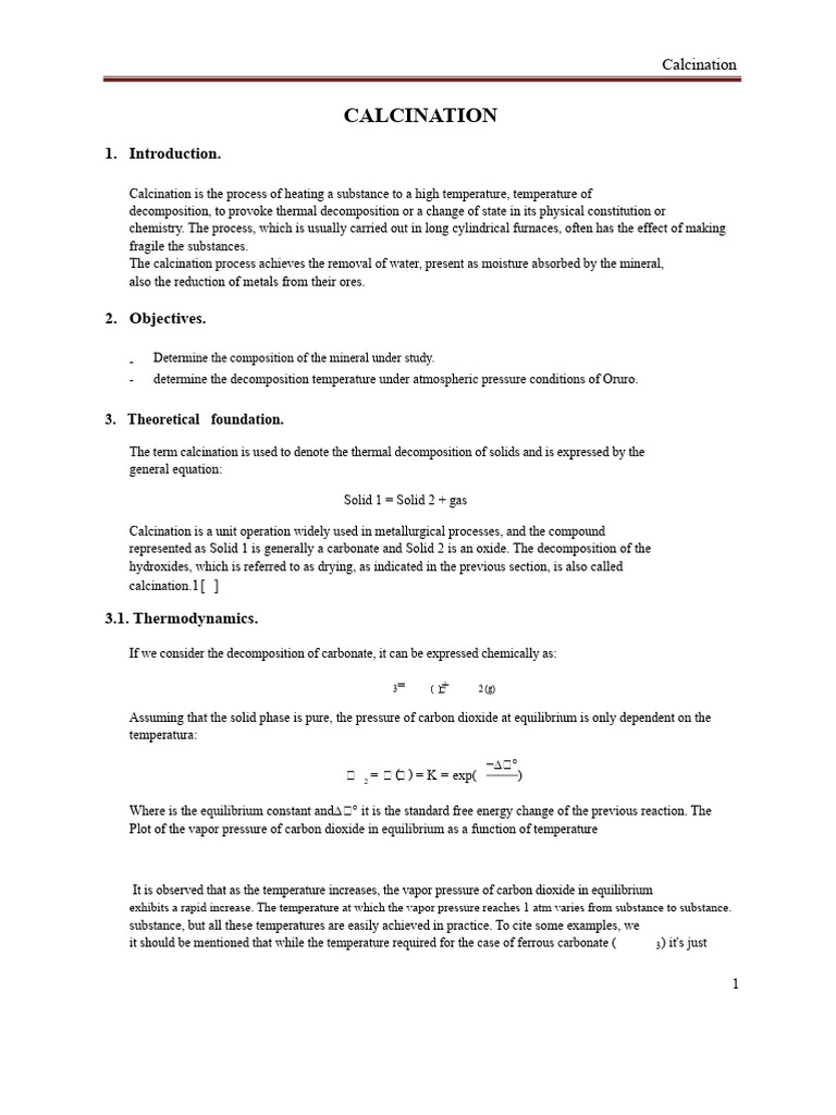 Understanding Calcination Processes | PDF | Carbonate | Oxide