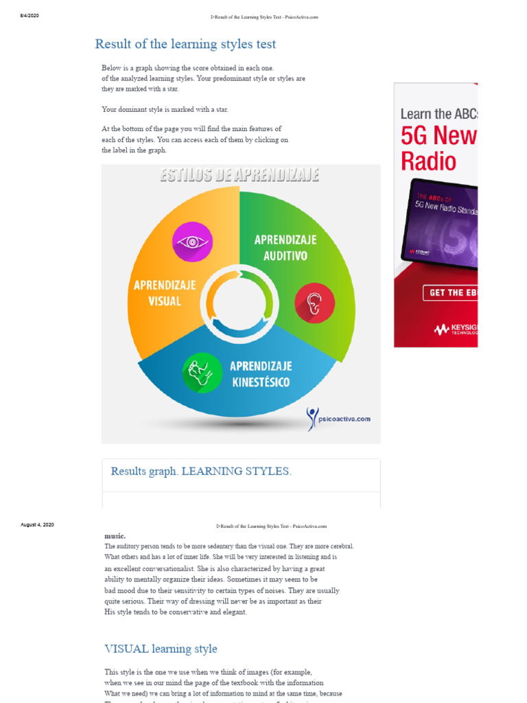 Result of the Learning Styles Test - PsicoActiva.com.pdf | PDF ...