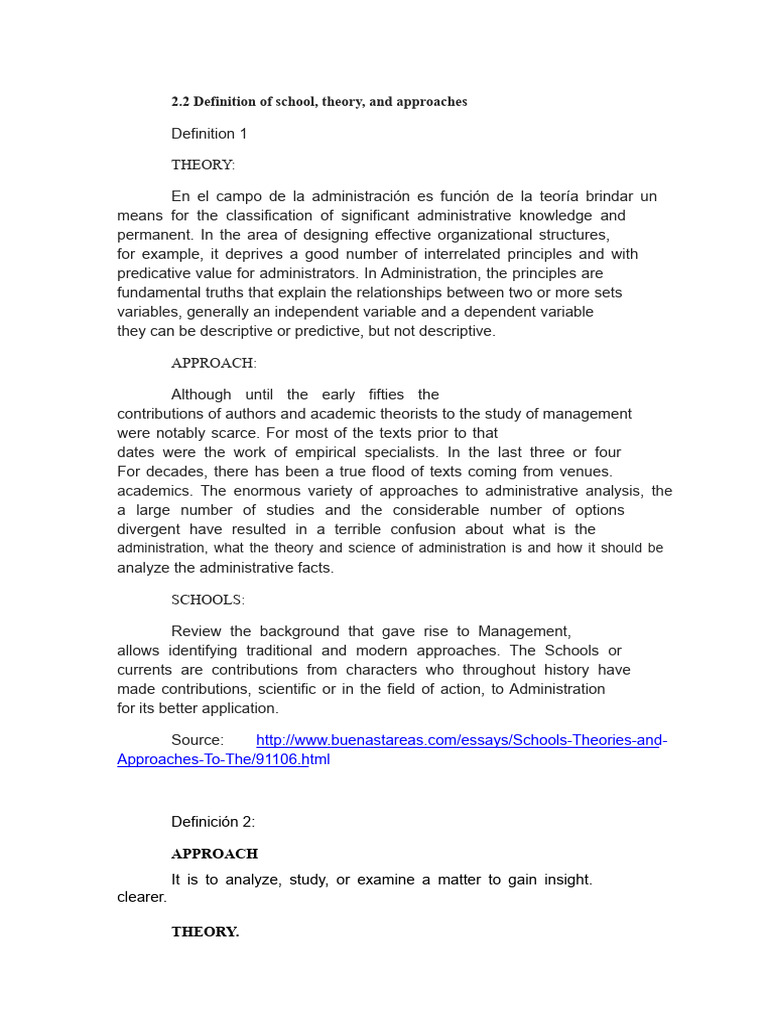 2.2 Definition of School, Theory, and Approaches | PDF | Theory | Knowledge