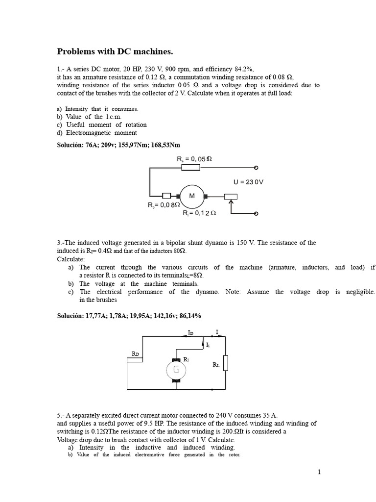CC Machines Exercises | PDF | Electric Motor | Electric Generator