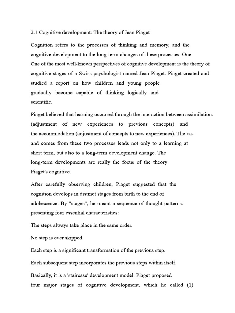 Piaget's Stages of Cognitive Development | PDF | Cognitive Development ...