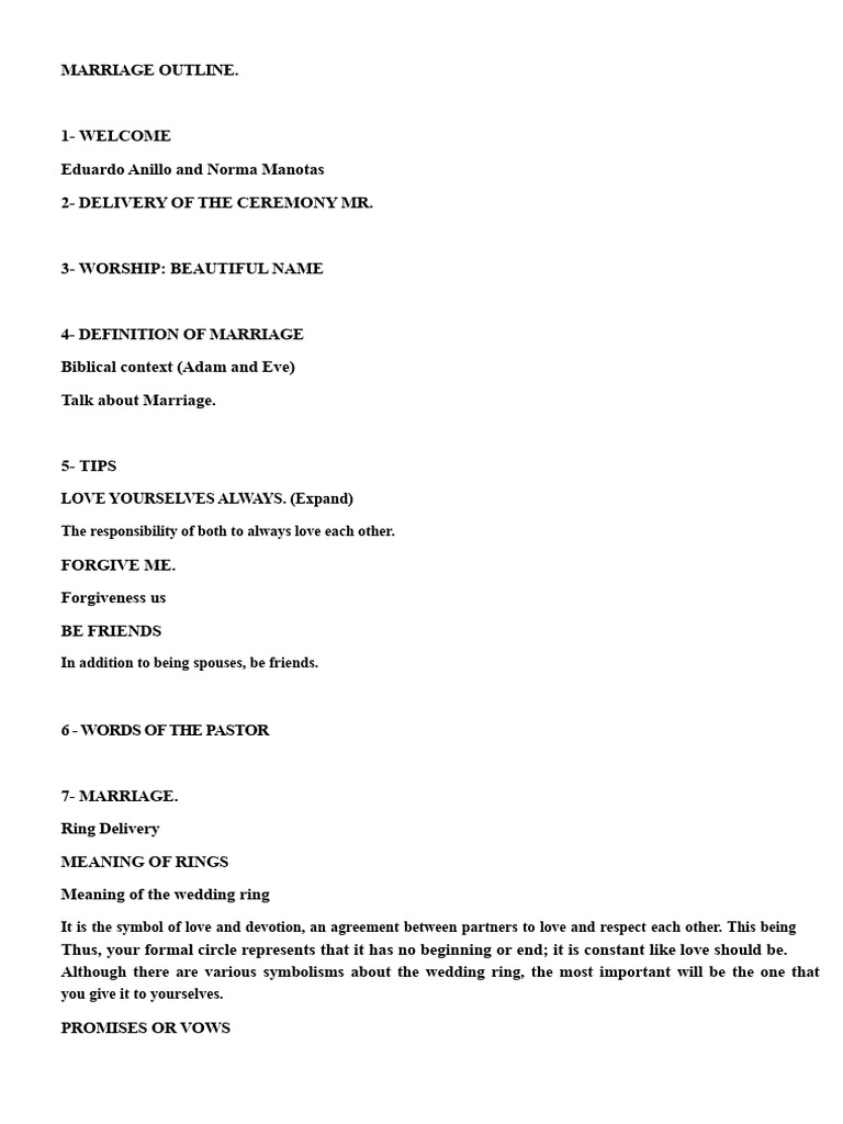 Marriage Wedding Outline | PDF
