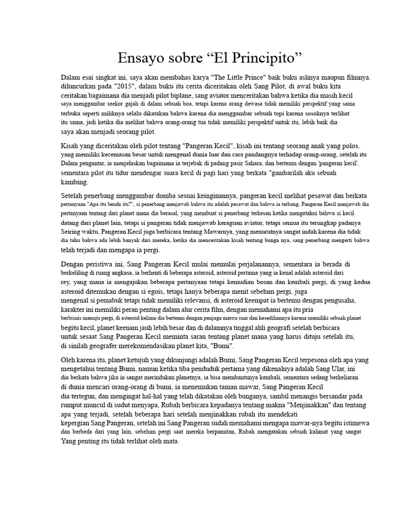 Esai Tentang Pangeran Kecil | PDF