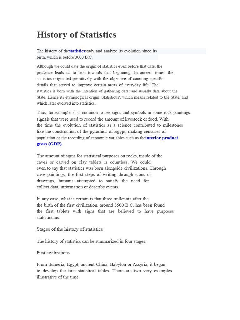 Evolution of Statistics Through History | PDF | Statistics | Probability