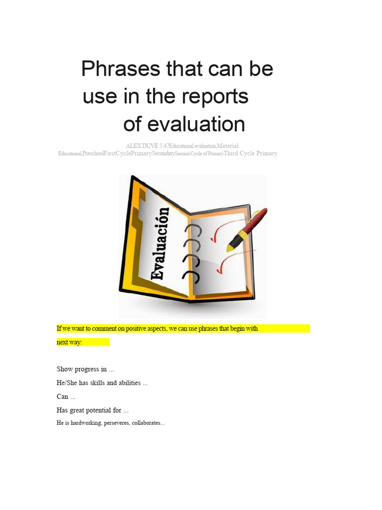 Phrases That Can Be Used in Evaluation Reports | PDF