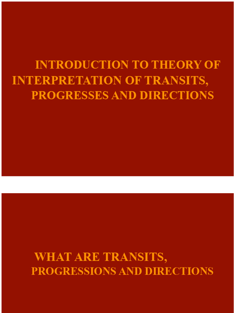 Introduction To The Theory of Interpretation of Transits, Directions ...