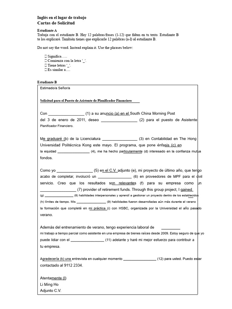 Carta de Solicitud Rellenar Espacios | PDF