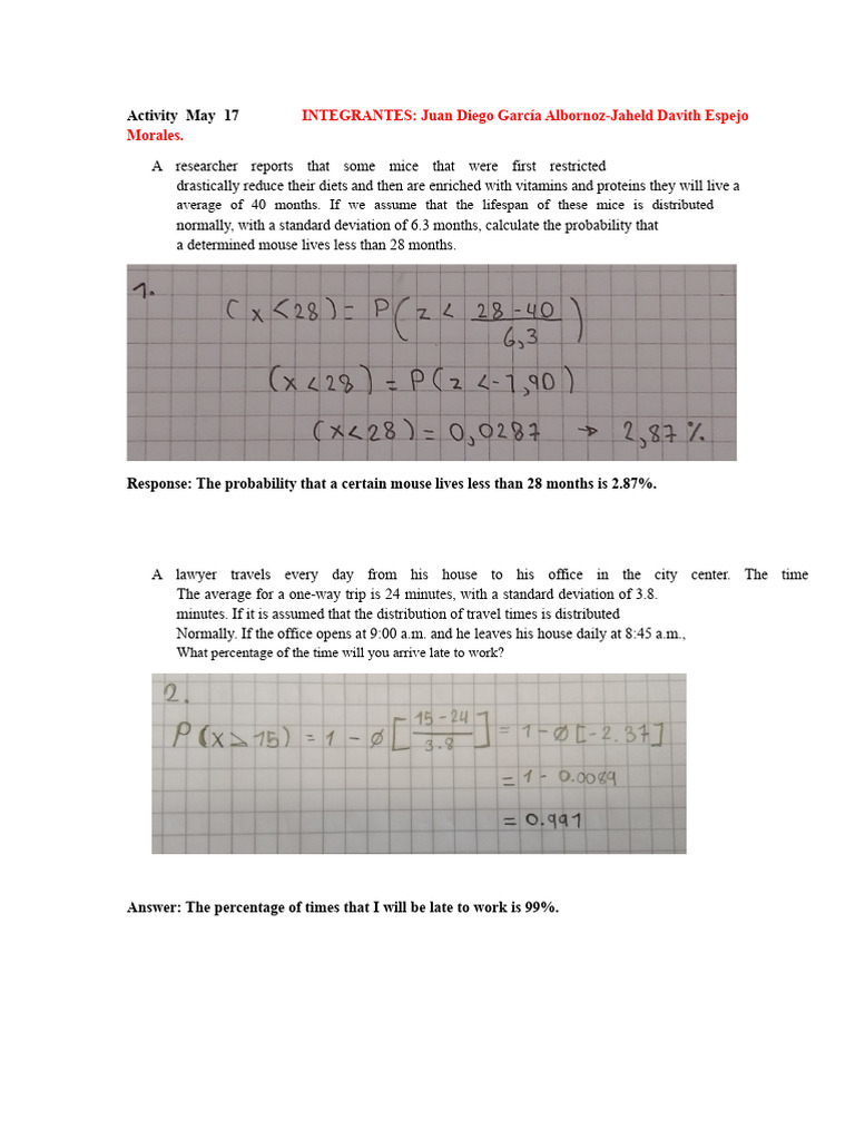 Activity May 17 | PDF | Standard Deviation | Mean