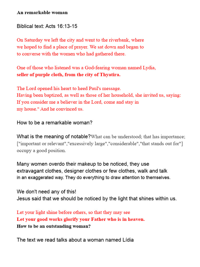An Remarkable Woman | PDF | Glory (Religion) | Religious Belief And ...