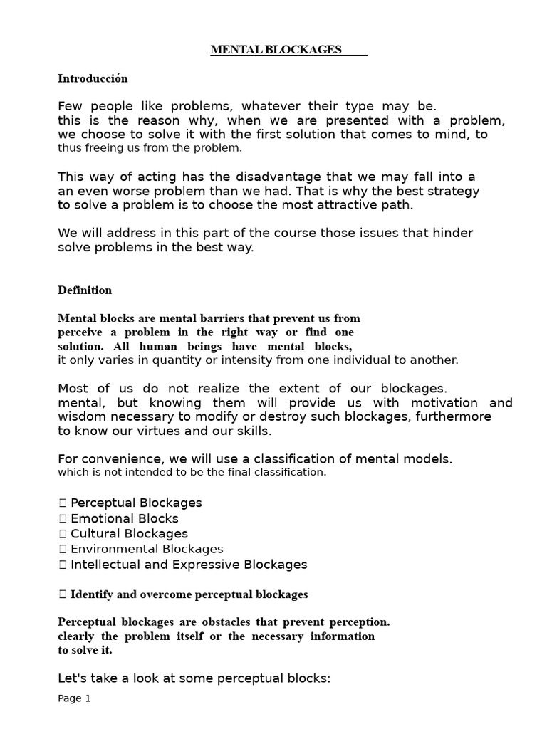 MENTAL_BLOCKS | PDF | Mind | Thought