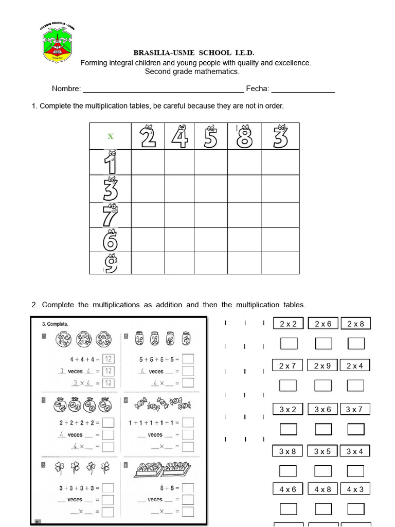 Mathematics Grade Two (Multiplication Tables) | PDF
