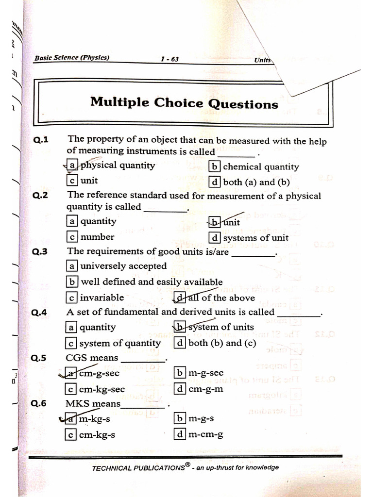 Physics Chapter 1 MCQ | PDF
