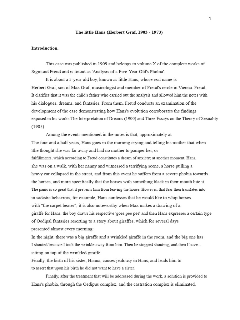 The Little Hans | PDF | Psychology | Psychological Concepts