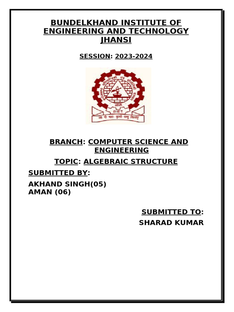 Algebraic Structure (Project) | PDF | Algebra | Group (Mathematics)