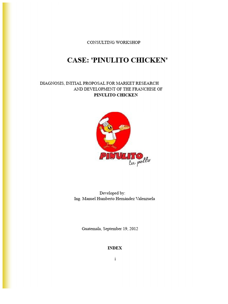 Pinulito Chicken Market Research Proposal | PDF | Fast Food | Swot Analysis