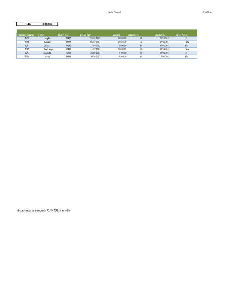 Credit Control Invoice Tracking Report | PDF