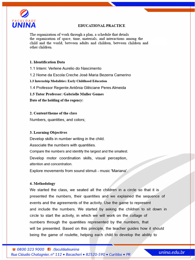 Early Childhood Math Lesson Plan | PDF | Neuroscience | Learning