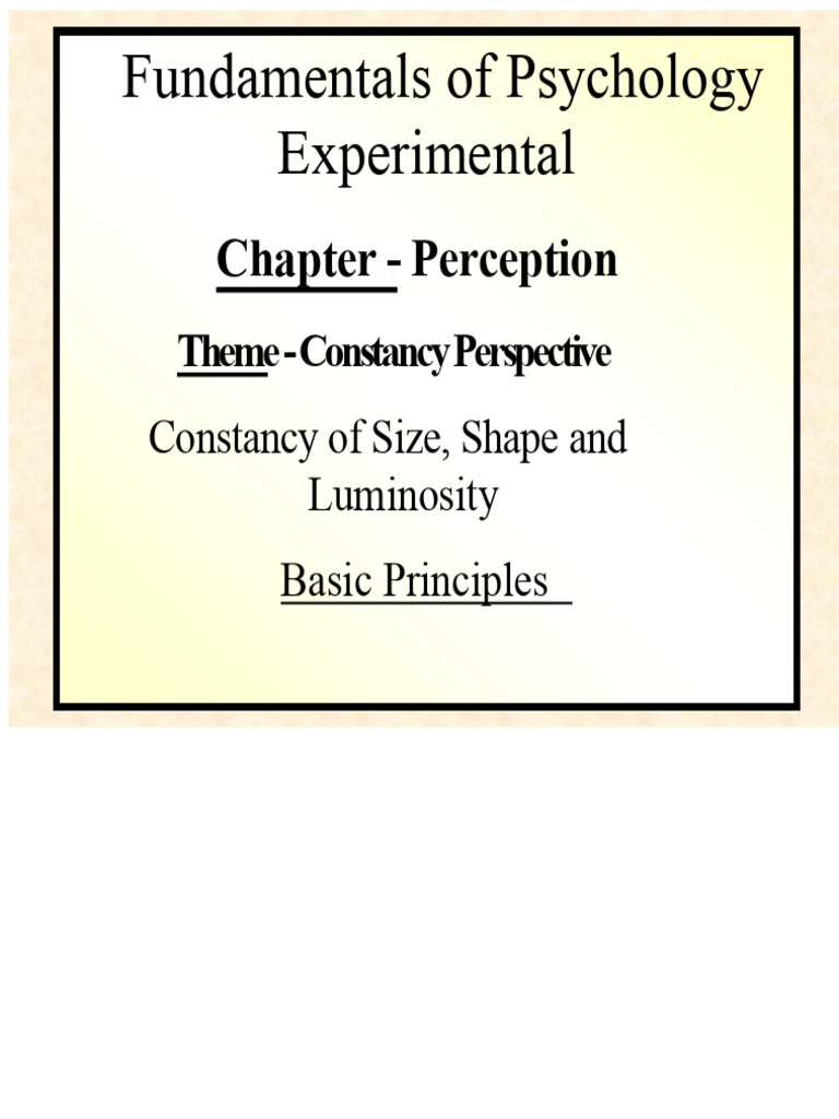 PERCEPTUAL CONSTANCY | PDF | Perception | Cognitive Science