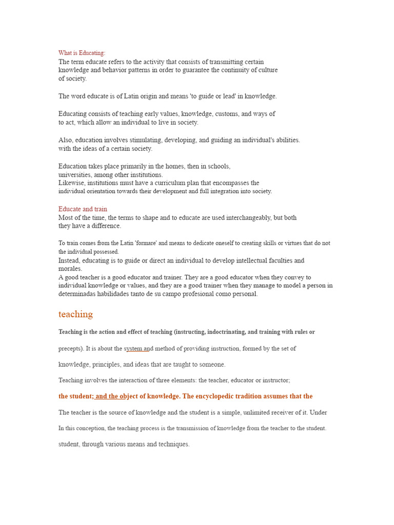 What Is Educate | PDF | Learning | Knowledge