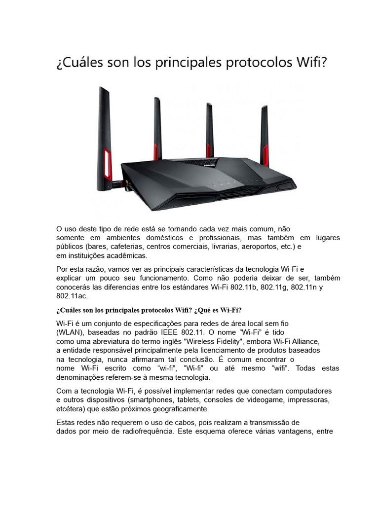 o que são protocolos de wifi | PDF | Wi-Fi | Rede sem fio