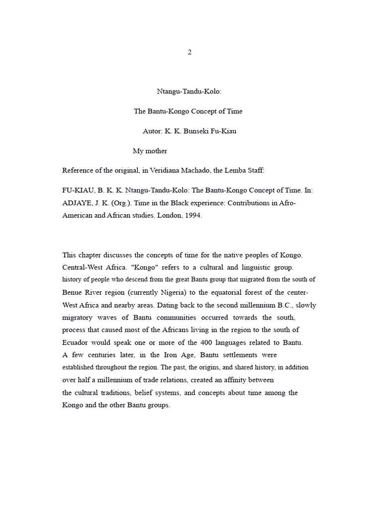 FU-KIAU - Ntangu - Tandu.Kolo - Bantu Concept of Time | PDF