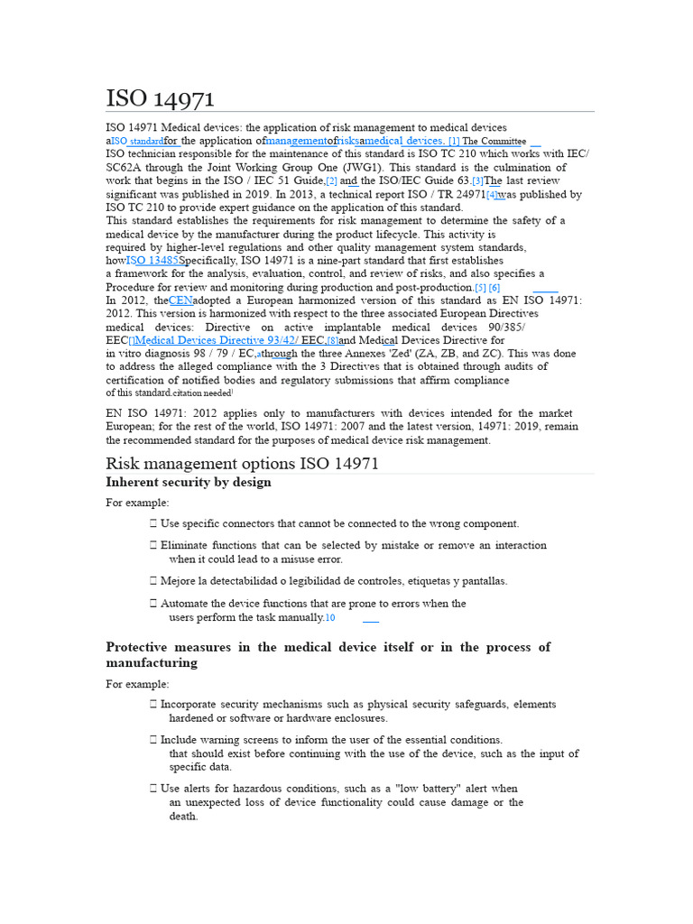 ISO 14971 - Application of Risk Management To Medical Devices | PDF ...