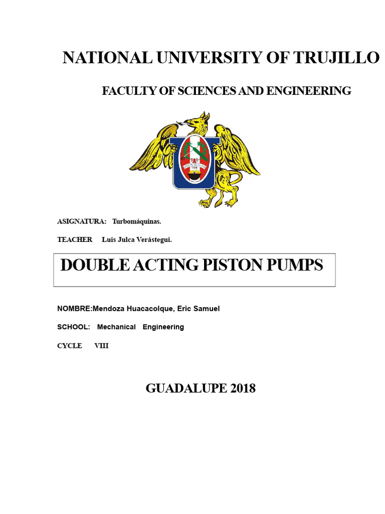 Double Acting Piston Pumps Pdf Pump Piston