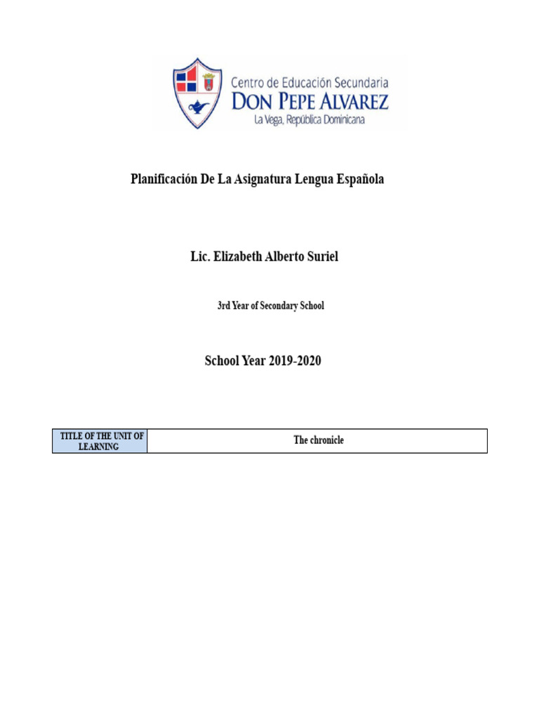 Planning For 3rd Grade Spanish Language 2019-2020 | PDF | Communication ...