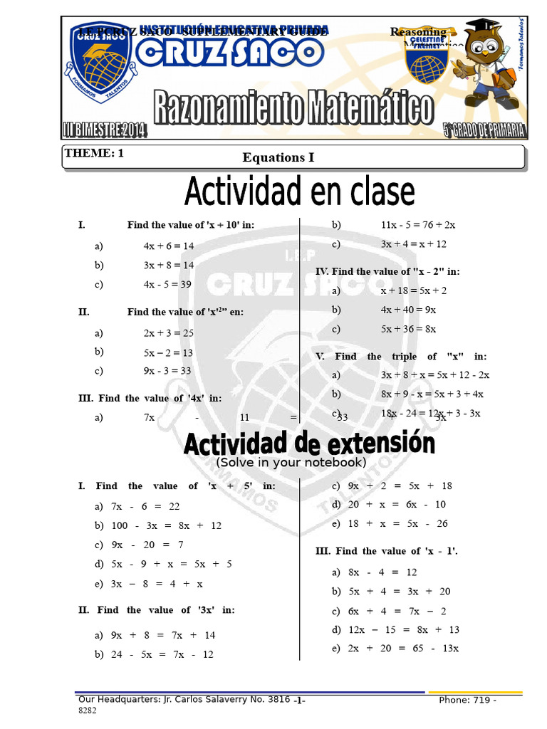 Mathematical Reasoning - 5th Grade | PDF | Equations | Mathematics