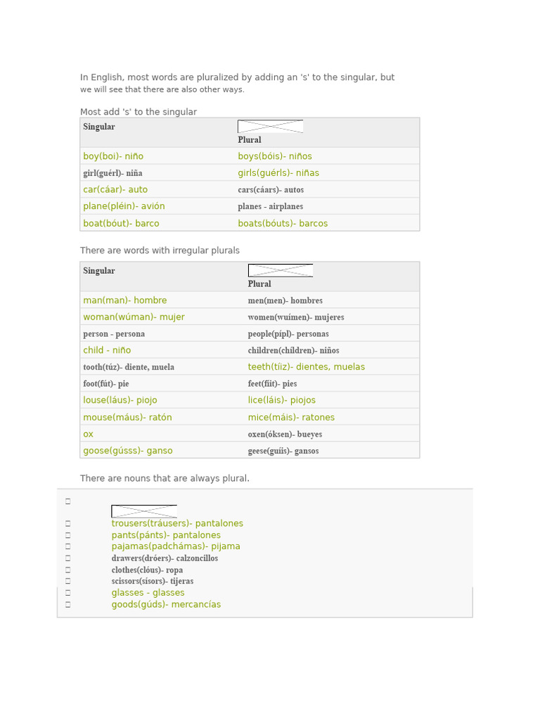 English Pluralization Rules Explained | PDF | Plural