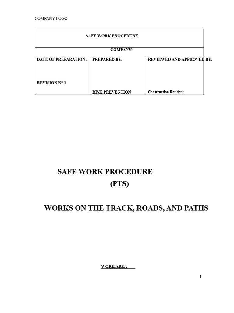 PTS Procedure Works On The Track, Roads and Paths | PDF | Traffic | Road